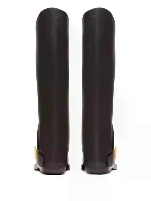 Balmain Twist Square-toe Leather Boots