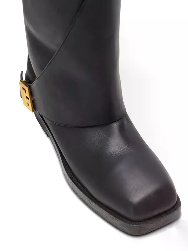 Balmain Twist Square-toe Leather Boots