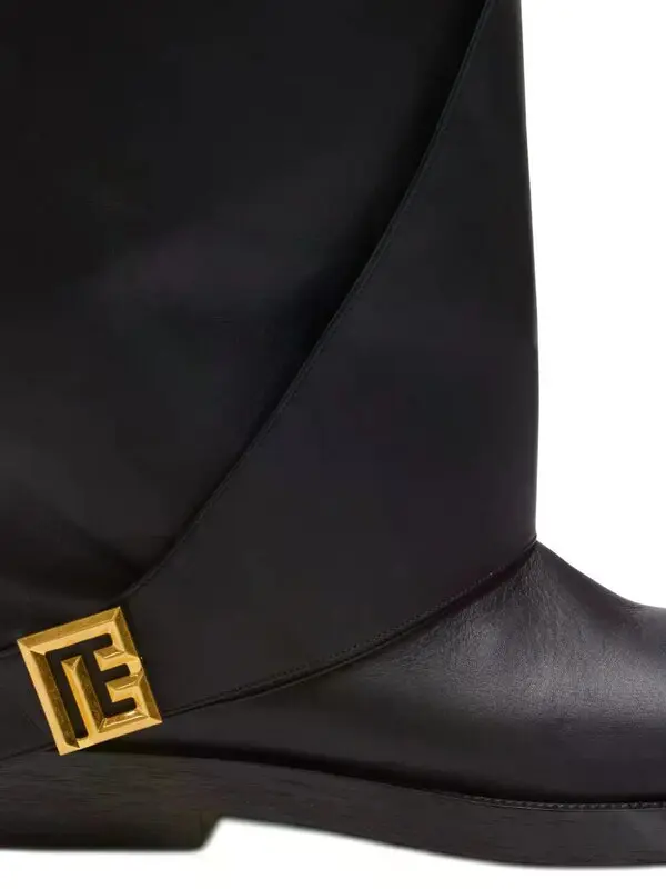 Balmain Twist Square-toe Leather Boots