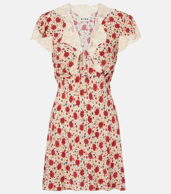 Rixo Lacie Floral Mini Dress