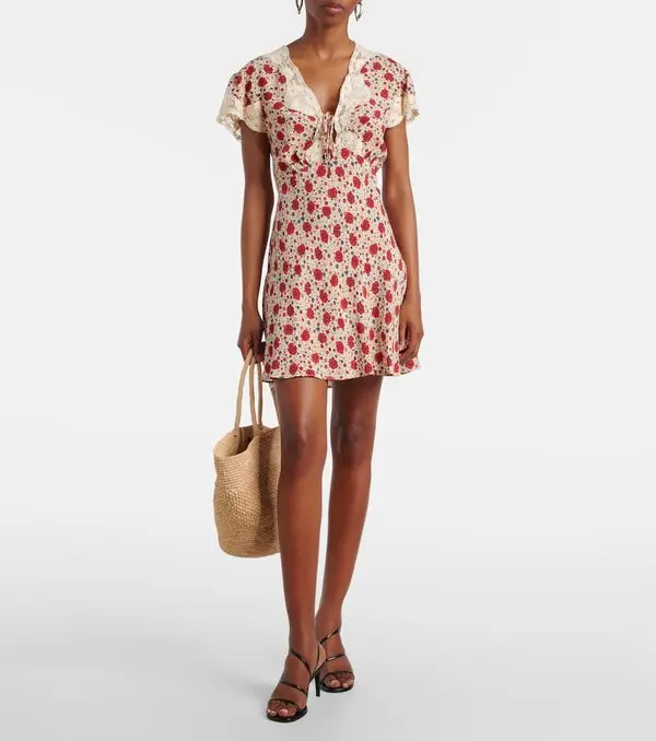 Rixo Lacie Floral Mini Dress