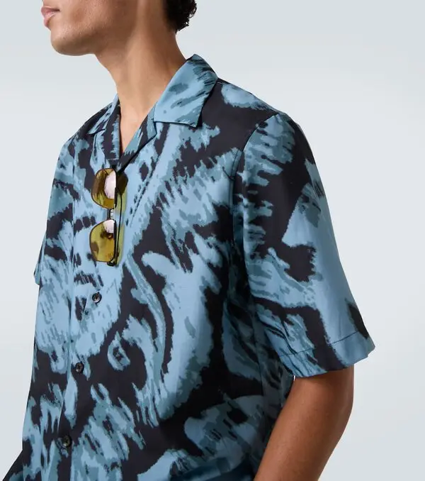 Commas Printed Cotton And Silk Twill Shirt