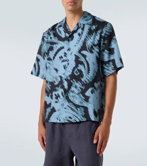 Commas Printed Cotton And Silk Twill Shirt