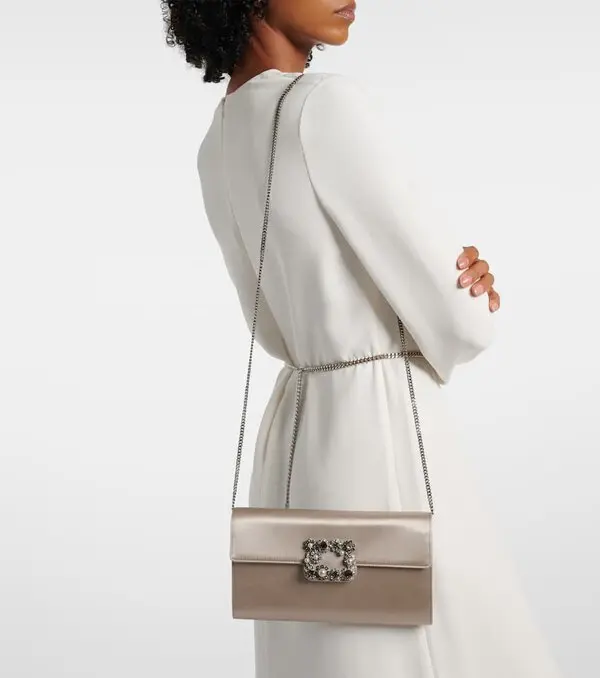 ROGER VIVIER Embellished Satin Envelope Clutch
