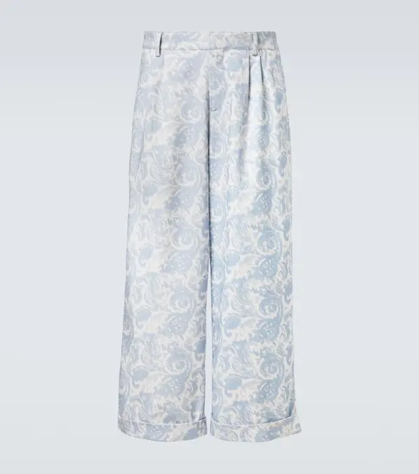Commas Printed Cotton-blend Wide-leg Pants