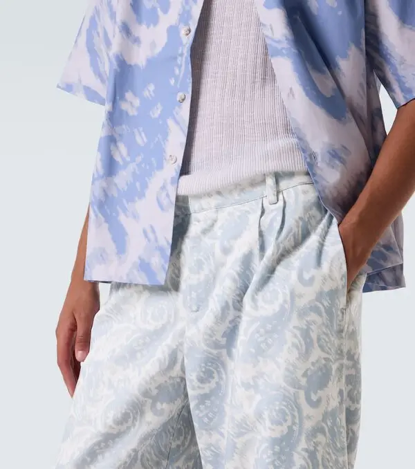 Commas Printed Cotton-blend Wide-leg Pants