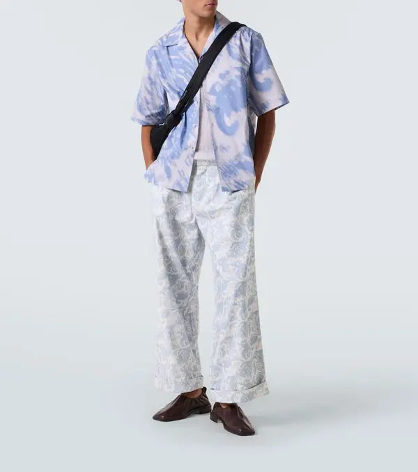 Commas Printed Cotton-blend Wide-leg Pants