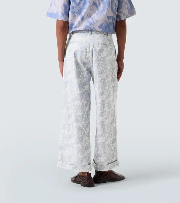 Commas Printed Cotton-blend Wide-leg Pants