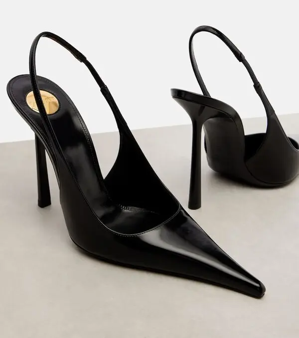 Saint Laurent Vendome 110 Leather Slingback Pumps - Black