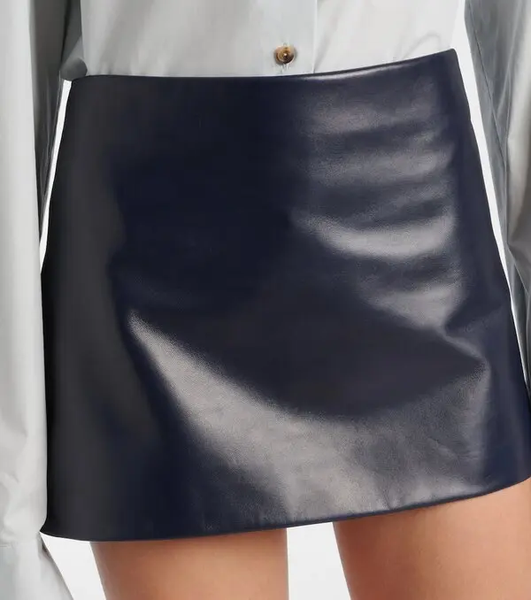 Khaite Jett Leather Miniskirt - Blue