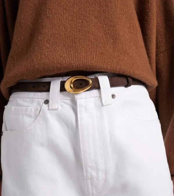 Khaite Olivia Suede Belt - Brown