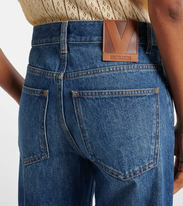 Valentino Garavani Embellished Mid-rise Straight Jeans