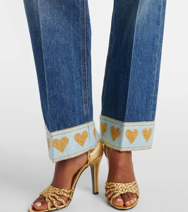 Valentino Garavani Embellished Mid-rise Straight Jeans