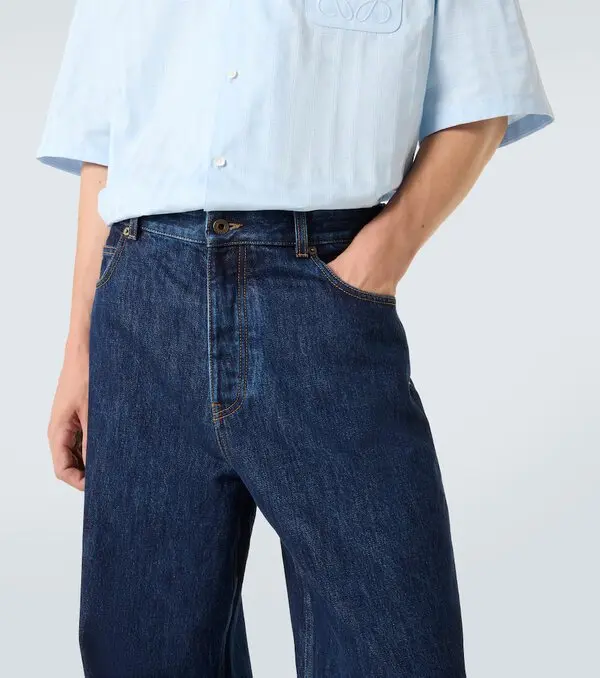Loewe Mid-rise Barrel-leg Jeans In Raw Denim