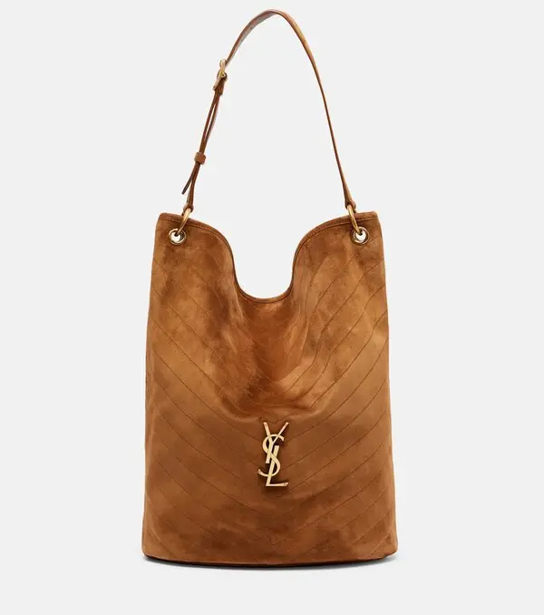 Saint Laurent Niki Cassandre Suede Bucket Bag - Brown