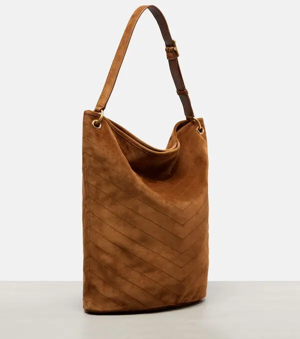 Saint Laurent Niki Cassandre Suede Bucket Bag - Brown