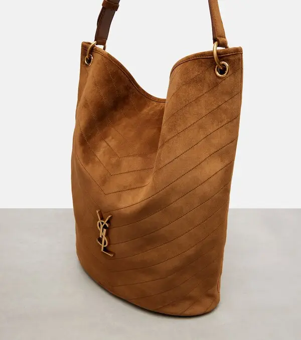 Saint Laurent Niki Cassandre Suede Bucket Bag - Brown