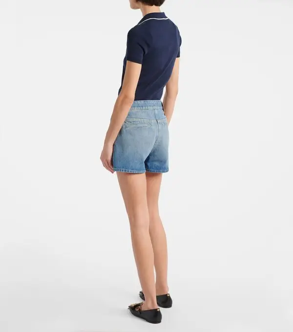Valentino Garavani Vgold Mid-rise Denim Shorts