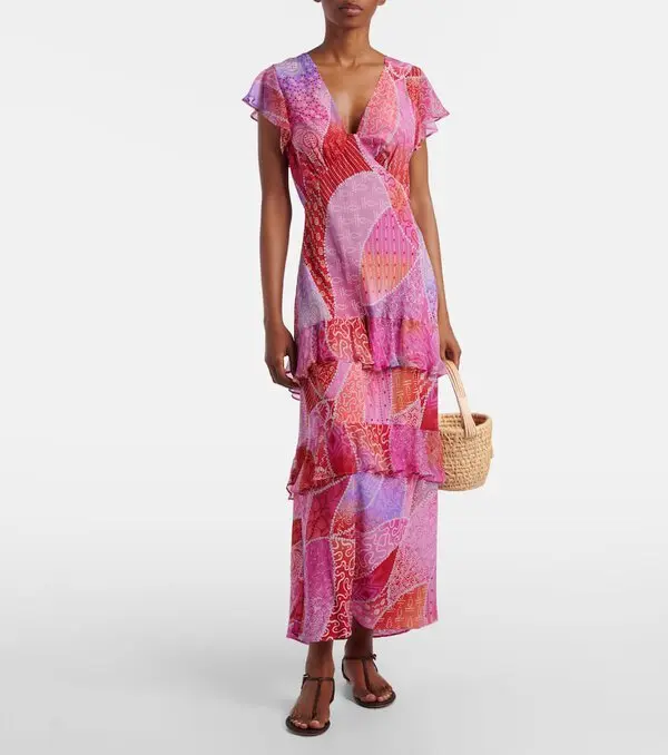 Rixo Meena Printed Silk Maxi Dress