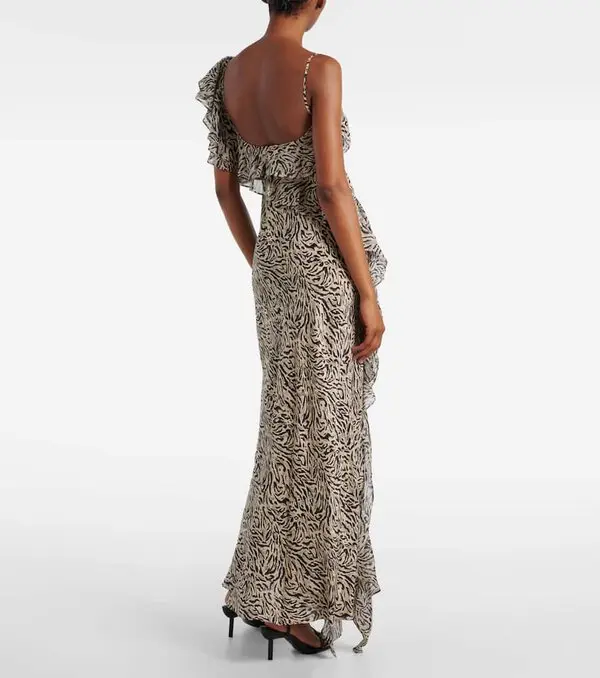 Rixo Ester Silk Crepe De Chine Maxi Dress - Grey