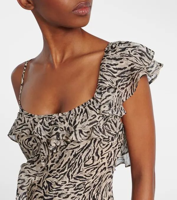 Rixo Ester Silk Crepe De Chine Maxi Dress - Grey