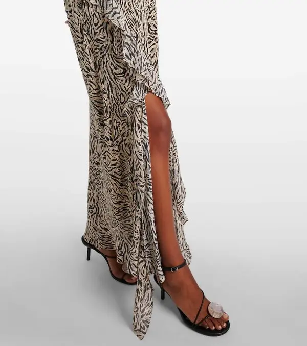 Rixo Ester Silk Crepe De Chine Maxi Dress - Grey