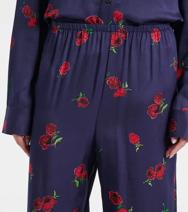 Khaite Mindy Printed Twill Wide-leg Pants