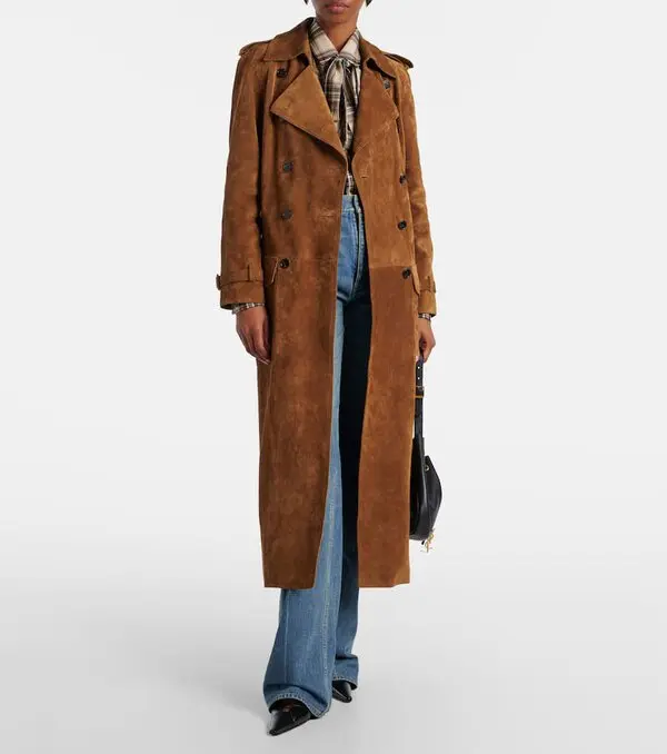 Saint Laurent Suede Trench Coat
