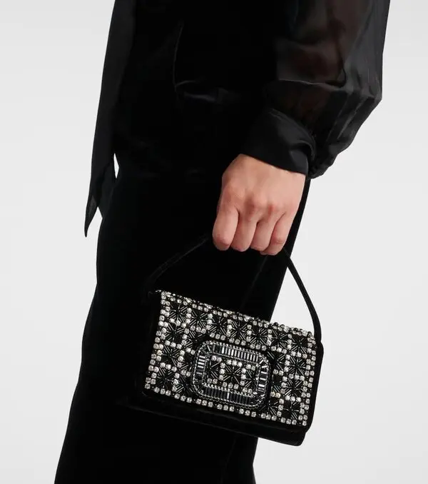 ROGER VIVIER Pilgrim Micro Embellished Velvet Clutch