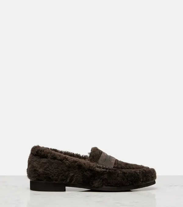 Brunello Cucinelli Monili Shearling Loafers - Brown