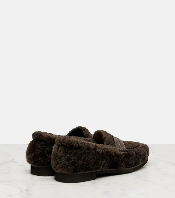 Brunello Cucinelli Monili Shearling Loafers - Brown