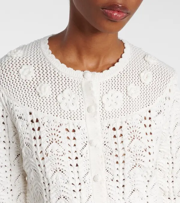 Rixo Kyra Open-knit Cotton Cardigan - White