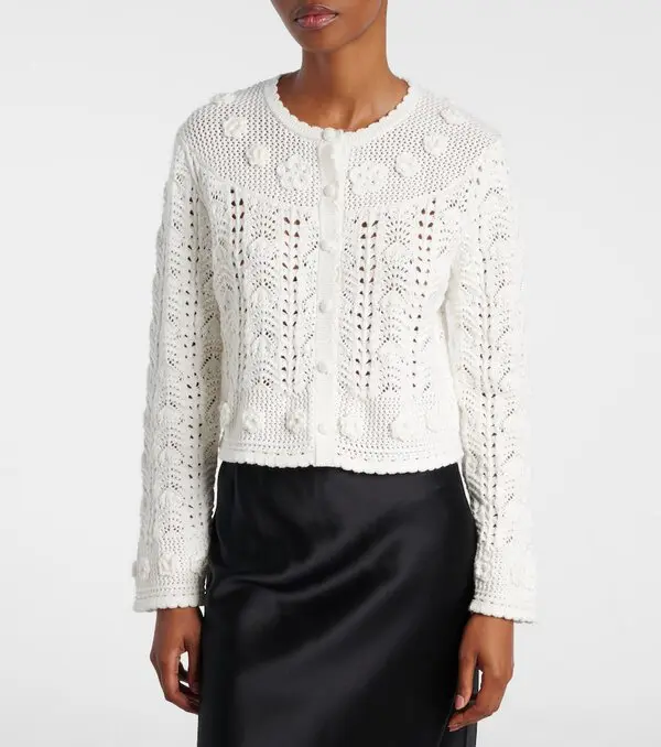 Rixo Kyra Open-knit Cotton Cardigan - White