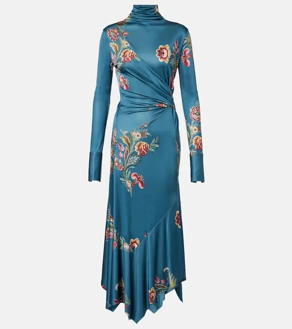 Etro Printed Midi Dress - Blue