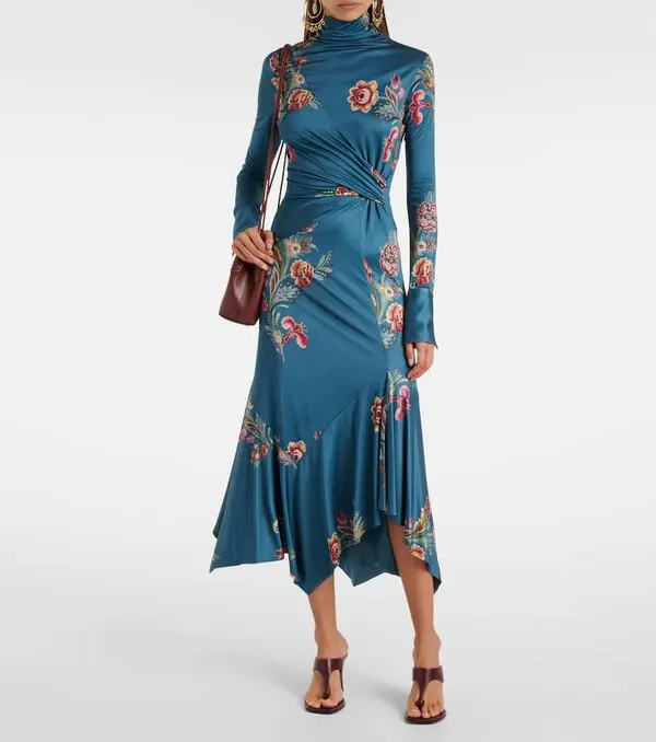 Etro Printed Midi Dress - Blue