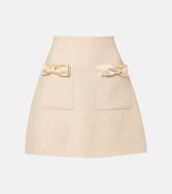 Valentino Garavani Crepe Couture Bow-detail Miniskirt - Beige