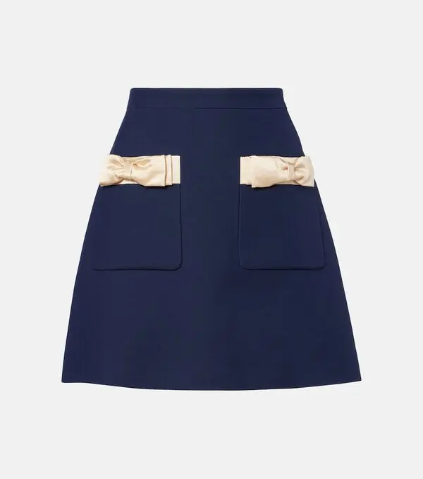 Valentino Garavani Crepe Couture Bow-detail Miniskirt - Blue