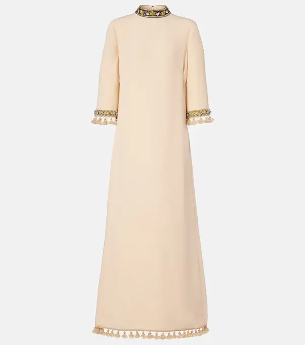 Valentino Garavani Cady Couture Embellished Silk Gown - Beige