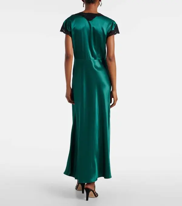 Rixo Amari Satin Midi Dress - Green