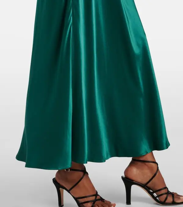 Rixo Amari Satin Midi Dress - Green