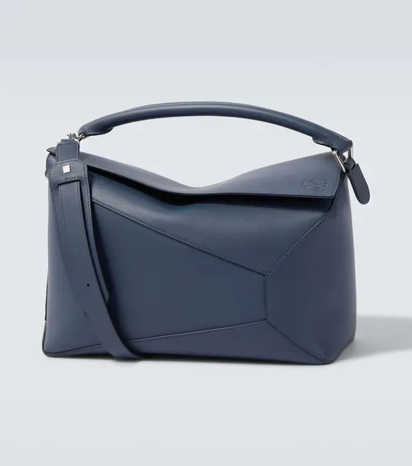 Loewe Puzzle Edge Large Leather Shoulder Bag - Blue