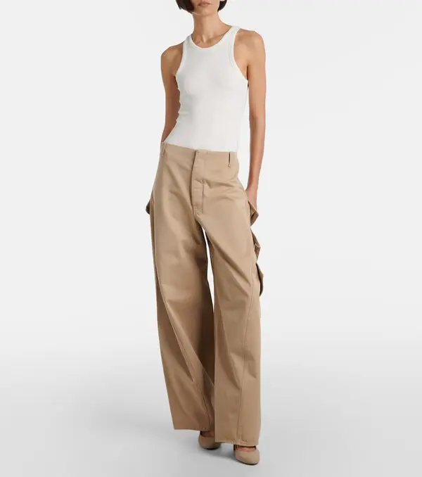 Alaïa Cotton Cargo Trousers - Beige