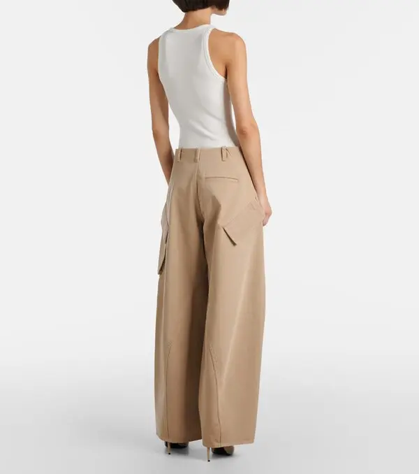 Alaïa Cotton Cargo Trousers - Beige
