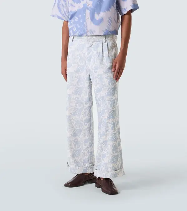 Commas Printed Cotton-blend Wide-leg Pants