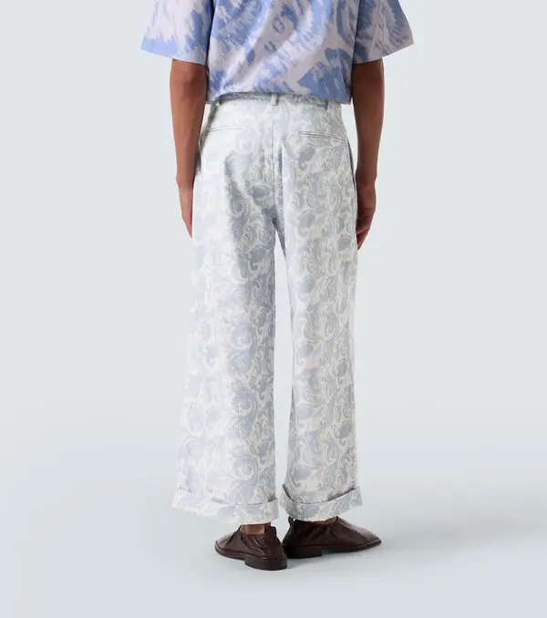 Commas Printed Cotton-blend Wide-leg Pants