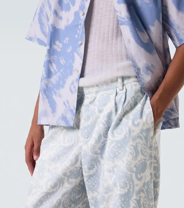 Commas Printed Cotton-blend Wide-leg Pants