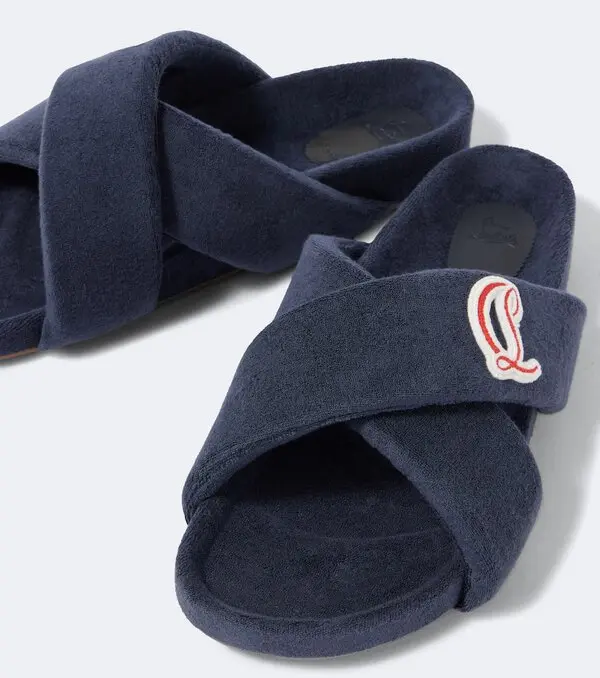 CHRISTIAN LOUBOUTIN Bizzu Embroidered Logo Slides