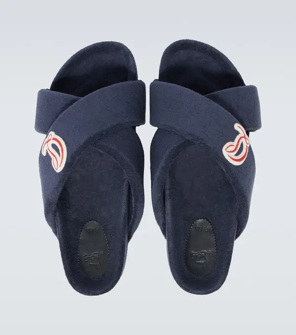 CHRISTIAN LOUBOUTIN Bizzu Embroidered Logo Slides