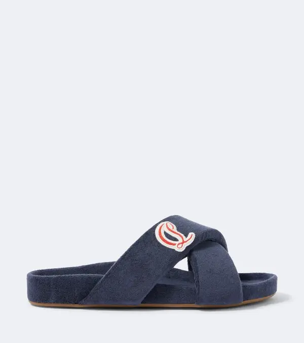 CHRISTIAN LOUBOUTIN Bizzu Embroidered Logo Slides