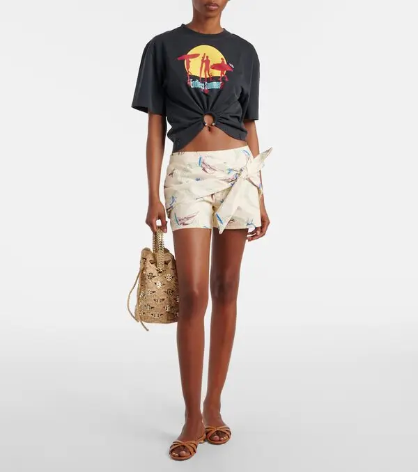 Rabanne Layered Printed Cotton Shorts